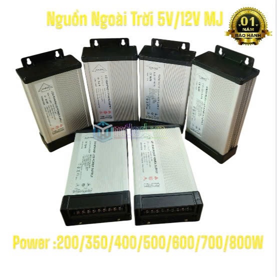 Bộ Nguồn LED 5V/12V Ngoài Trời VỎ NHÔM CAO CẤP Công Suất 200-800W ...