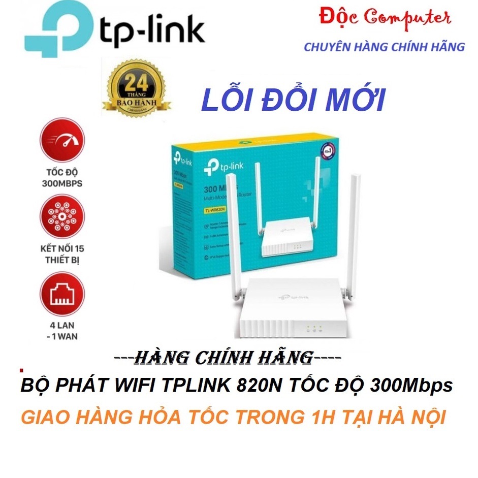 (CHÍNH HÃNG) Bộ phát Wifi Router TL-WR 820N chuẩn N tốc độ 300Mbps. Bảo ...