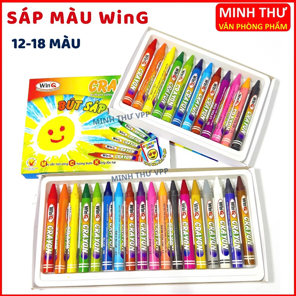 Bút sáp màu WinQ - hộp 12/18/24 màu / Bút sáp màu tô vẽ mỹ thuật màu tươi sáng tiêu chuẩn Châu ...