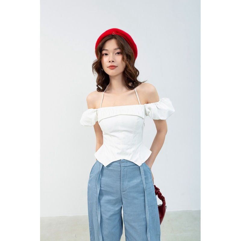 Áo Corset Tay Phồng Phối Khoá Kéo Cera | Shopee Việt Nam