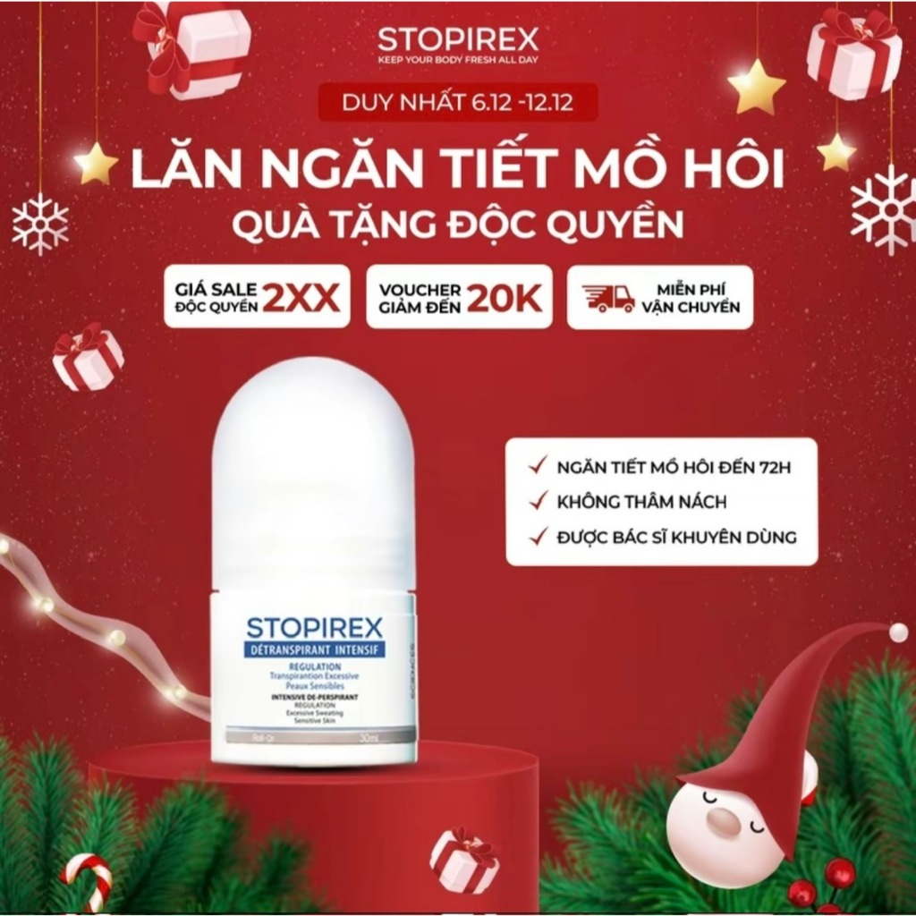 Lăn khử mùi STOPIREX giúp kháng khuẩn, ngăn tiết mồ hôi, khử mùi cơ thể ...