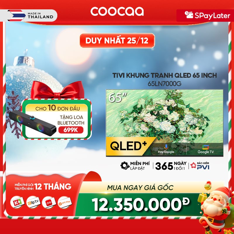 Smart tivi 65 inch Qled 4K tivi Khung Tranh Google Frame tivi coocaa ...