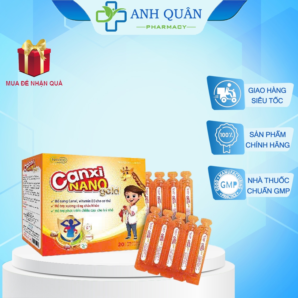 Canxi Nano Gold hộp 20 ống bổ sung canxi vitamin D3 giúp phát triển chiều cao cho trẻ | Shopee ...