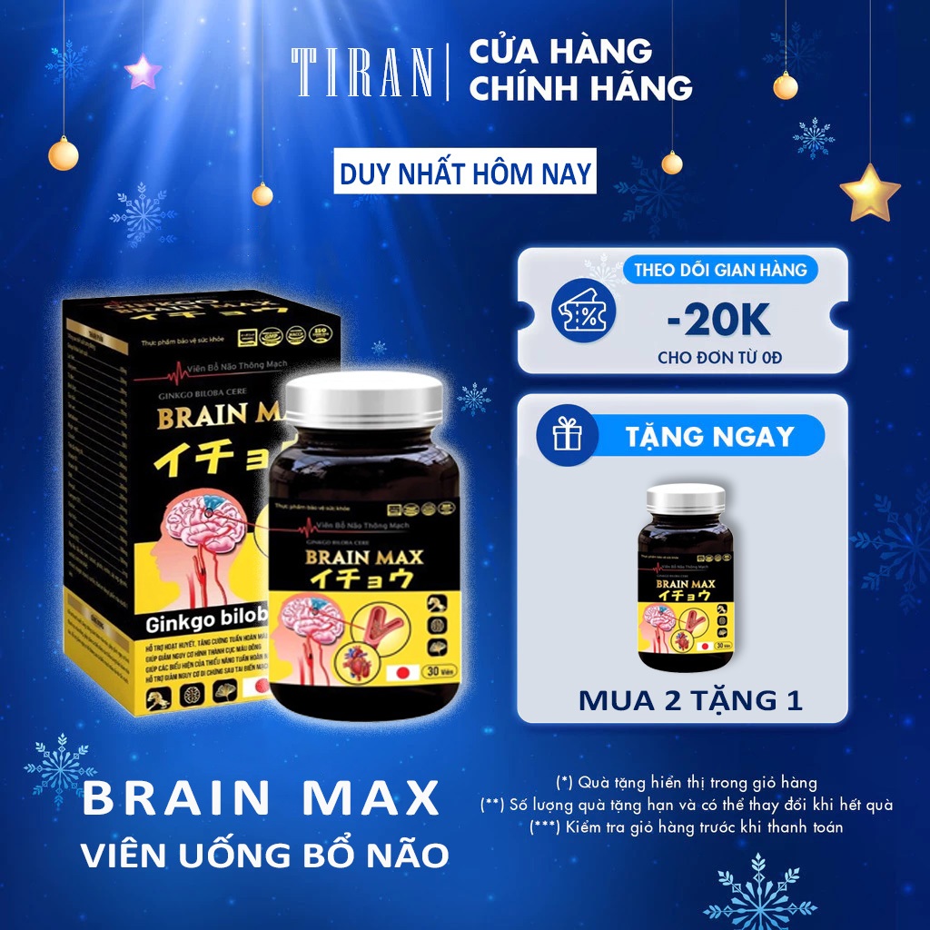 Viên Bổ Não Thông Mạch Brain Max Giúp Dưỡng Não, Tăng Cường Thiểu Năng Tuần Hoàn Não, Lưu Thông ...