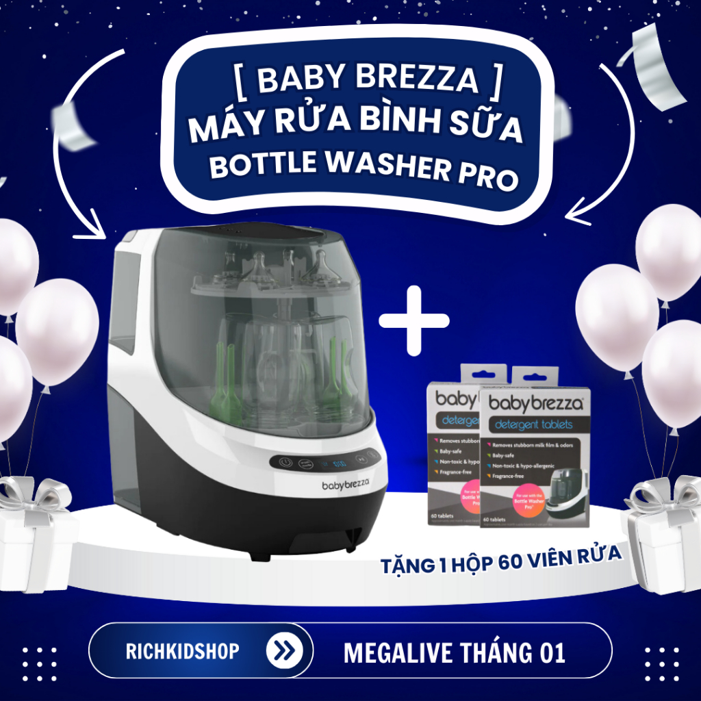 [ BH 12 tháng - Tặng 60v rửa bình ] Máy rửa bình sữa Baby Brezza Bottle ...