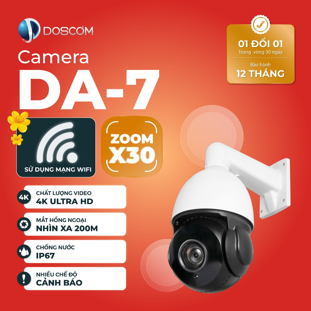 Camera Wifi Ngoài Trời Doscom DA7 - Ống Kính Lõi Kép Zoom X30, Giám Sát ...