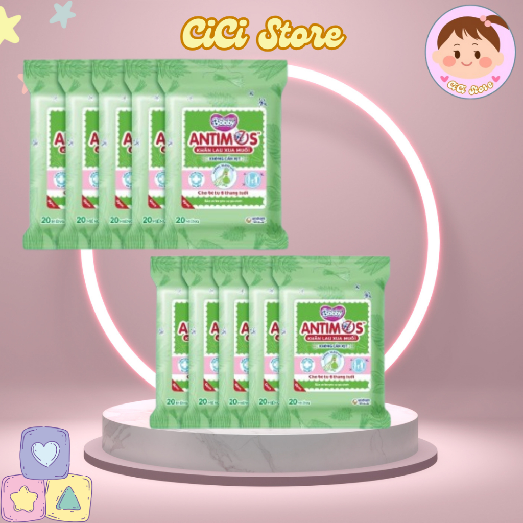 Bộ 10 gói khăn lau xua muỗi Bobby Antimos 20 miếng | Shopee Việt Nam