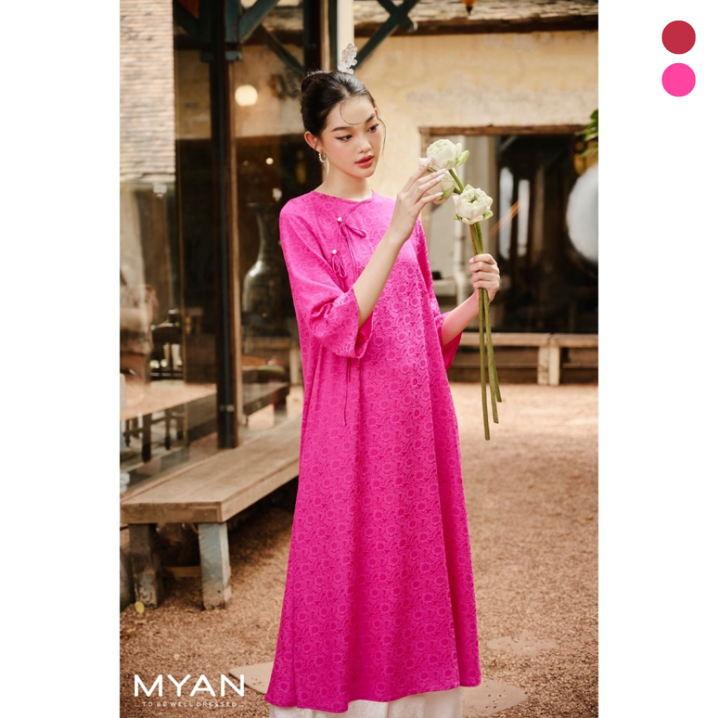 MYAN DESIGN Áo Dài Tết Uyển Chi Phương Hoa Chất Liệu Lụa Cao Cấp Nơ ...