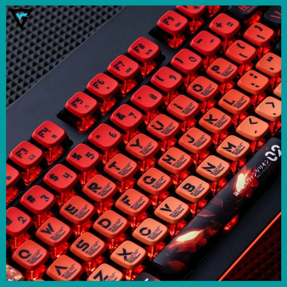 Keycap Evangelion Eva-02 Vietgear xuyên led Pudding nhựa PBT 125 nút ...