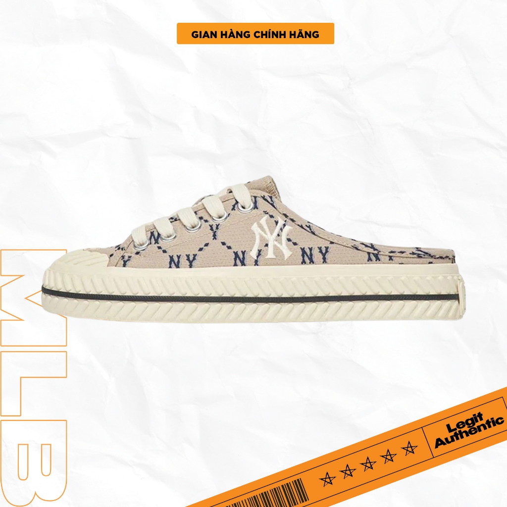 [Hàng chính hãng] Giày MLB Mule Playball Origin New York Yankees Beige ...