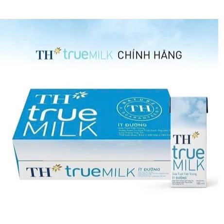Sữa tiệt trùng TH true milk ít đường 180ml thùng 48 hộp (date t6/2025) | Shopee Việt Nam