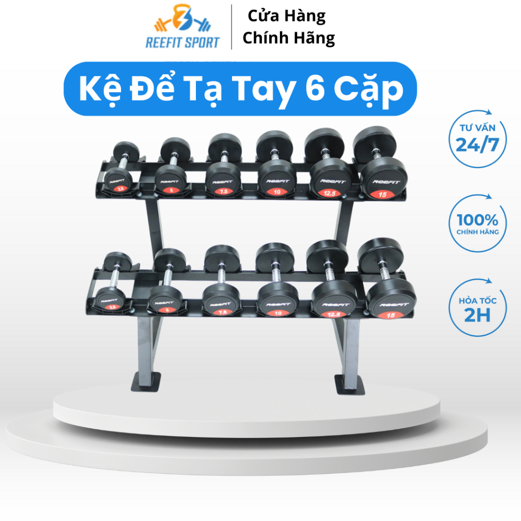 Kệ để tạ tay Reefit Sport màu đen để được 6 cặp tạ tập thể hình ...
