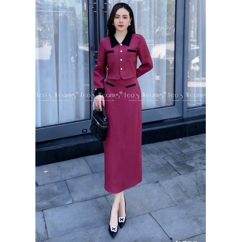 D709 LEOSWEARING set váy dạ đan 1 lớp dáng dài | Shopee Việt Nam