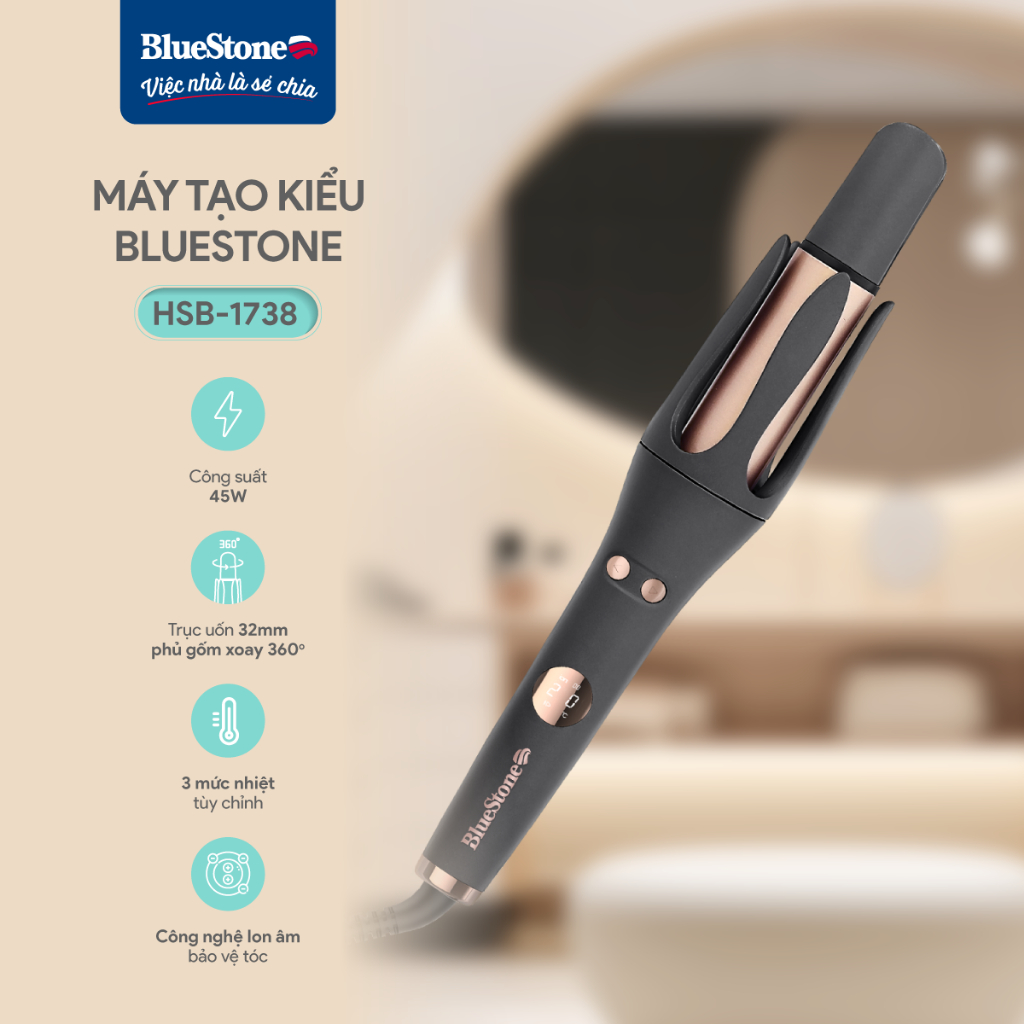 [LIVE] Máy Uốn Tóc Tự Động 360 ION Âm BlueStone HSB-1738 - 45W | Shopee ...