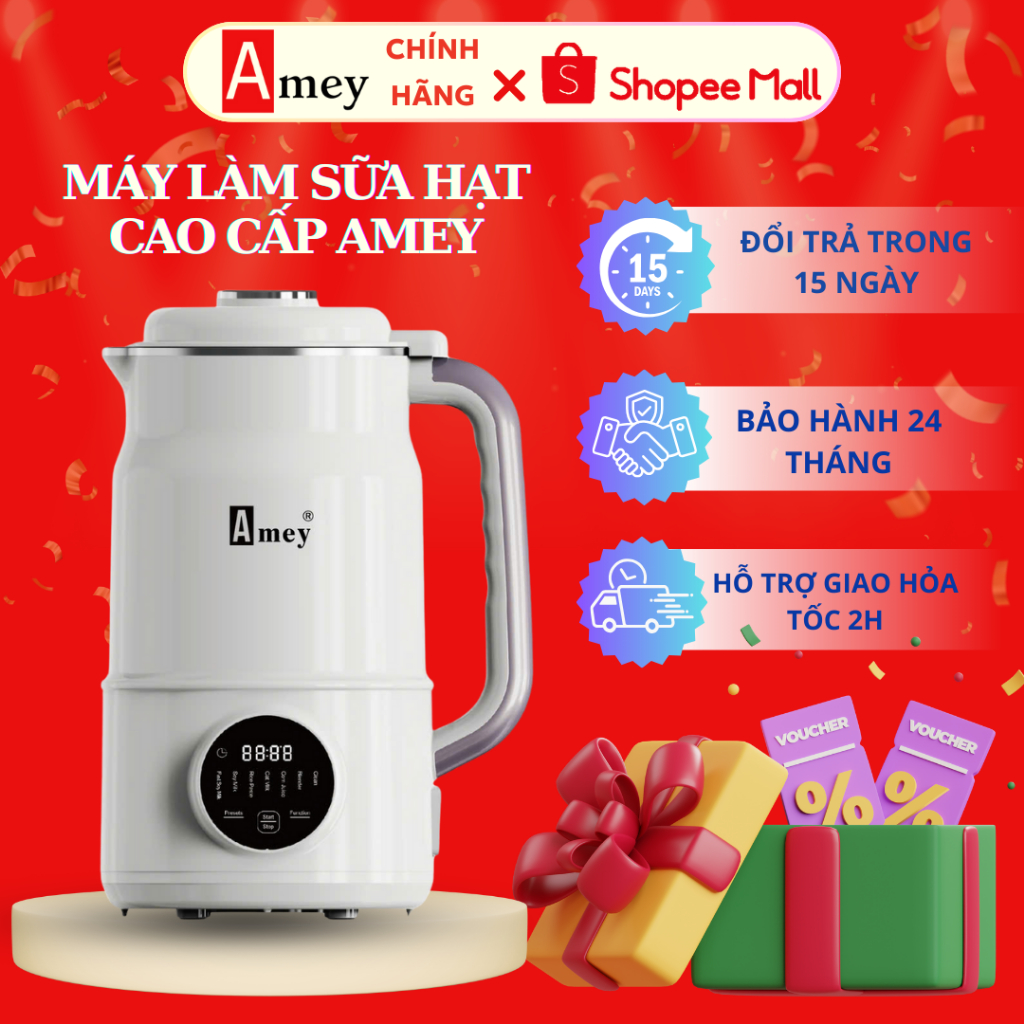 Máy làm sữa hạt AMEY thông minh Dung Tích 1500ml, công suất lớn, cảm ứng tiếng Việt - HÀNG CHÍNH ...