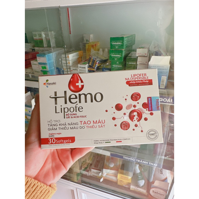 Viên uống bổ sung Sắt HEMO LIPOFE (hộp 30 viên) - hỗ trợ khả năng tạo máu, giảm thiếu máu do ...