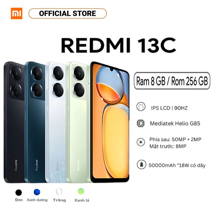 Điện Thoại Xiaomi Redmi 13C 8GB RAM/256 GB 5G Điện thoại thông minh ...