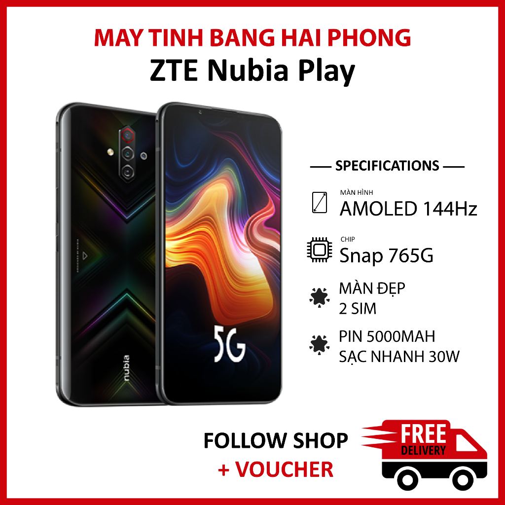 Điện thoại ZTE Nubia Play RAM 8/128GB chip Snapdragon 765 5G màn AMOLED 144Hz pin 5100 mAh ...