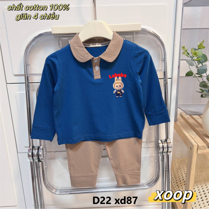 Bộ dài tay XOOP cổ đức 4 chiều in Labubu cho bé XOOP XD87C (10-21kg) ,Đồ bộ thời trang quần áo ...