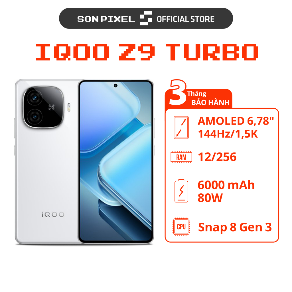 Điện thoại vivo iQOO Z9 Turbo, Chip Snapdragon 8s Gen 3, Ram 12/256GB, Pin 6000mAh. SonPixel ...