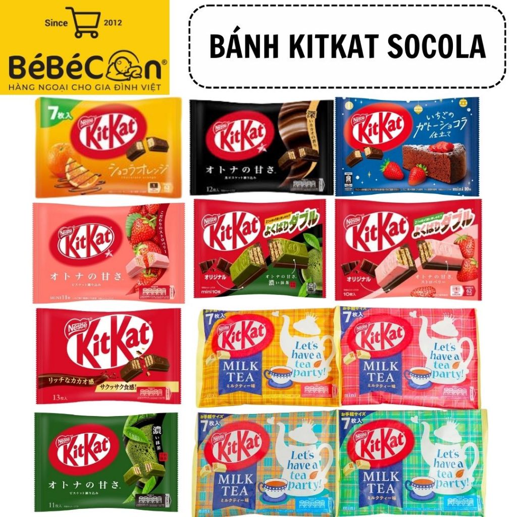 [BỊCH MIX VỊ_TẶNG KÈM SOCOLA] Kitkat Socola Nội Địa Nhật Bản Nhiều Vị ...