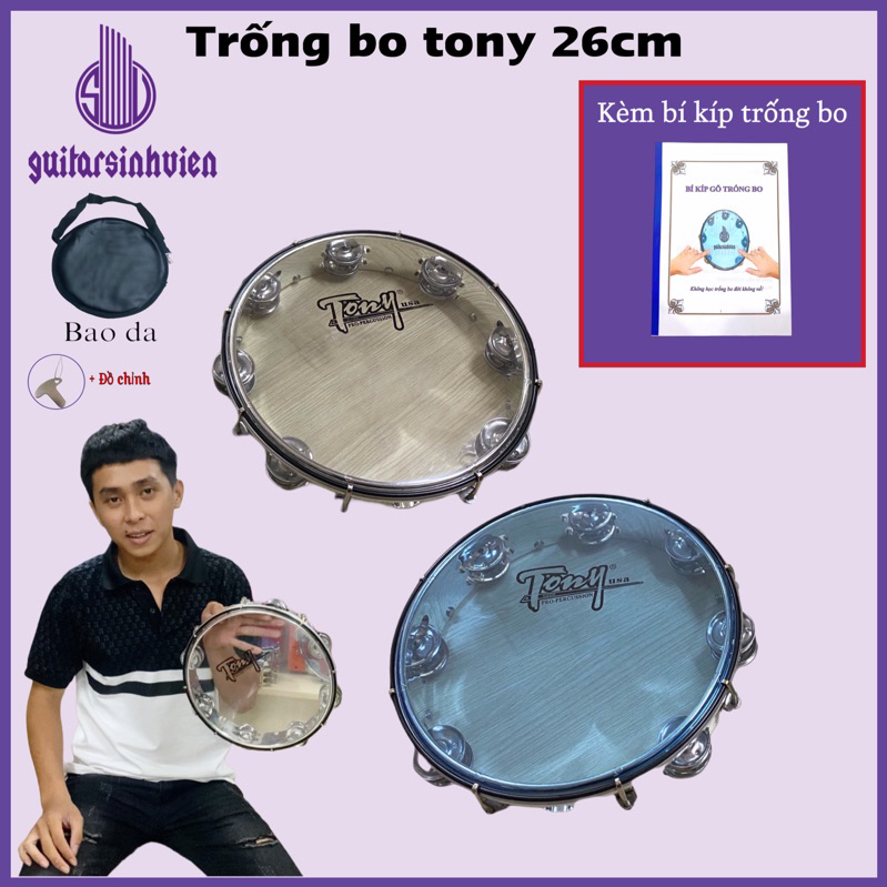 Trống gõ Bo Tony có vành đen - Tặng tài liệu - Khung si đúc mạ inox ...