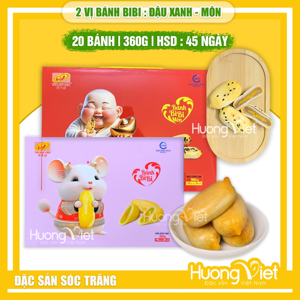 Bánh bibi Tân Huê Viên, bánh pía BI BI mini Sóc Trăng 360g (20 gói x 18g) | Shopee Việt Nam