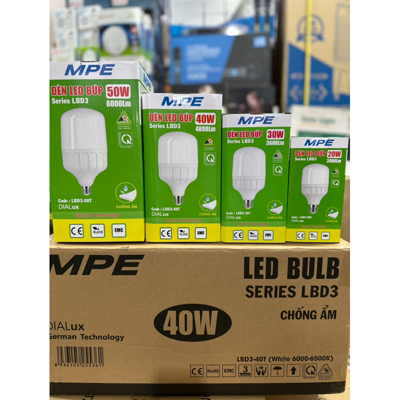 BÓNG LED BULB TRỤ MPE LBD3 - 20W/30W/40W/50W- Ánh sáng trắng | Shopee Việt Nam