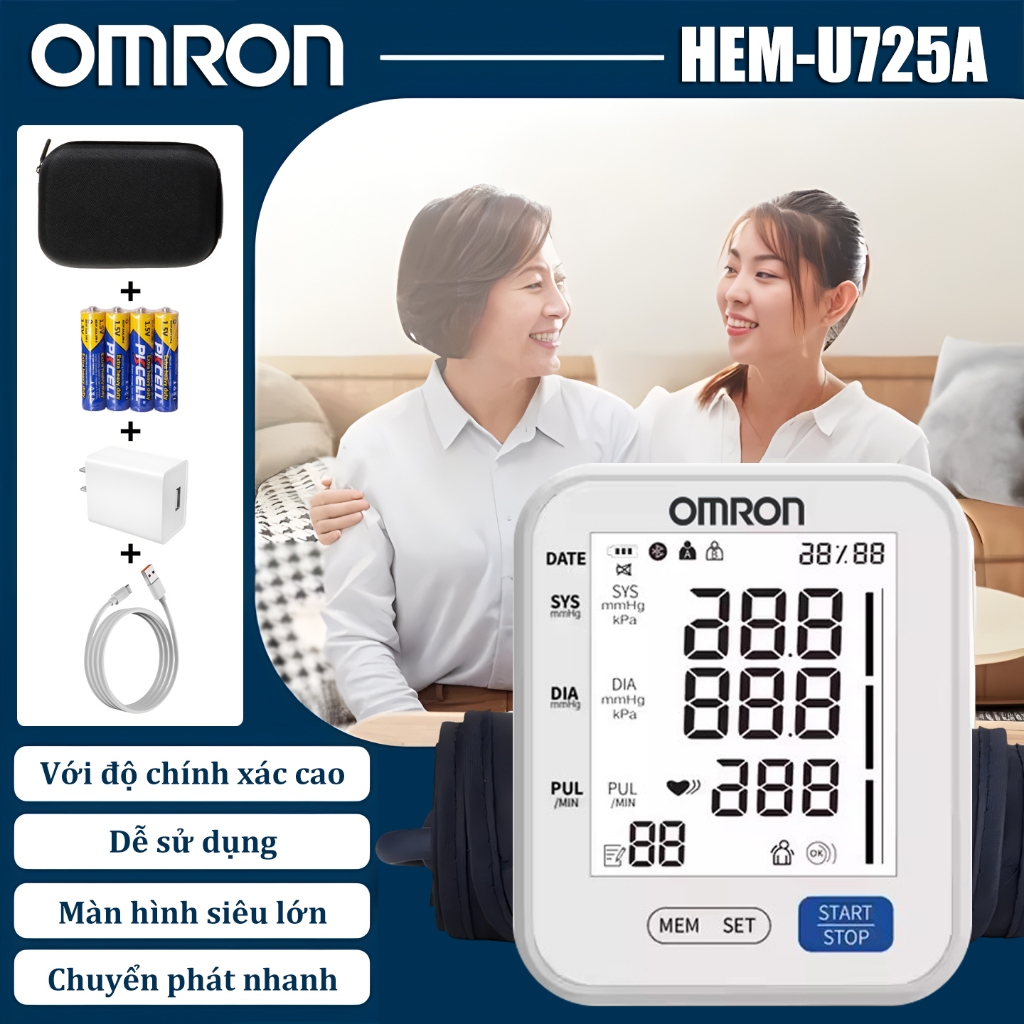 5 năm bảo hành Omron HEM-U725A Automatic Blood Pressure Monitor (Free adapter + Coal) Chính xác ...