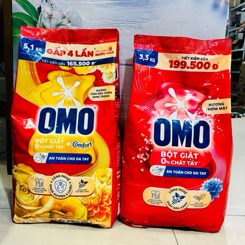 BỘT GIẶT OMO COMFORT TINH DẦU THƠM . 5,1 kg/5,5kg/5,3 kg/5,7kg | Shopee ...