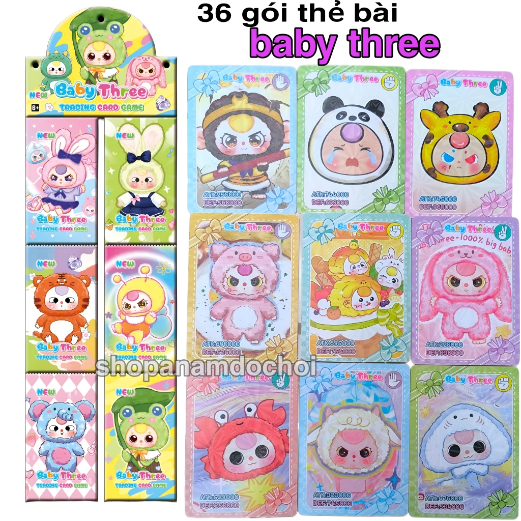 Dây 36 gói thẻ bài baby three , thẻ bài ba búp bê mới , baby three card ...