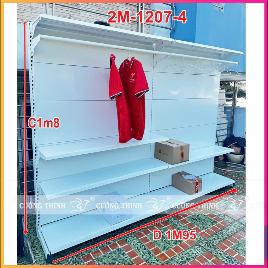 Kệ decor phòng ngủ, kệ treo quần áo Tôn kín (dài 1m95 x cao 1m8 x 7mâm ...