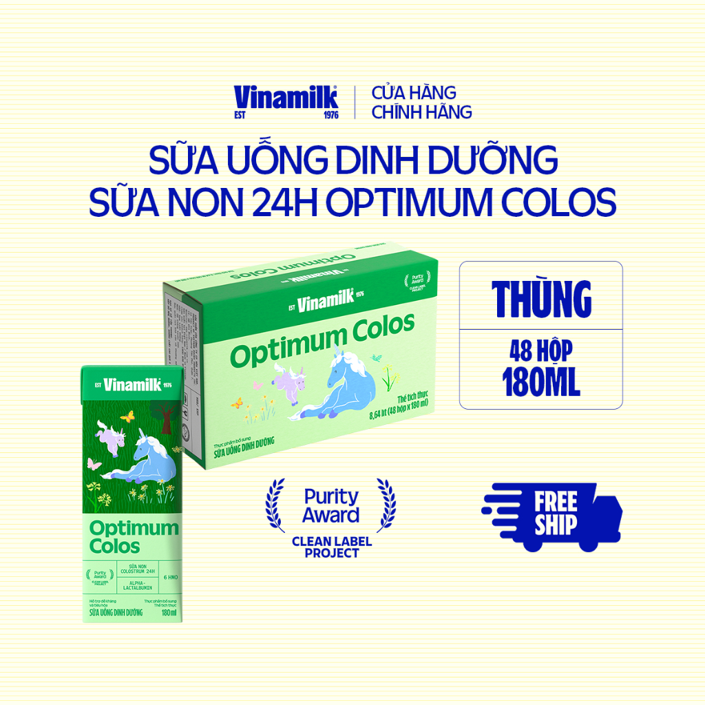 Thùng 48 hộp Sữa non Vinamilk Optimum Colos 180ml | Shopee Việt Nam