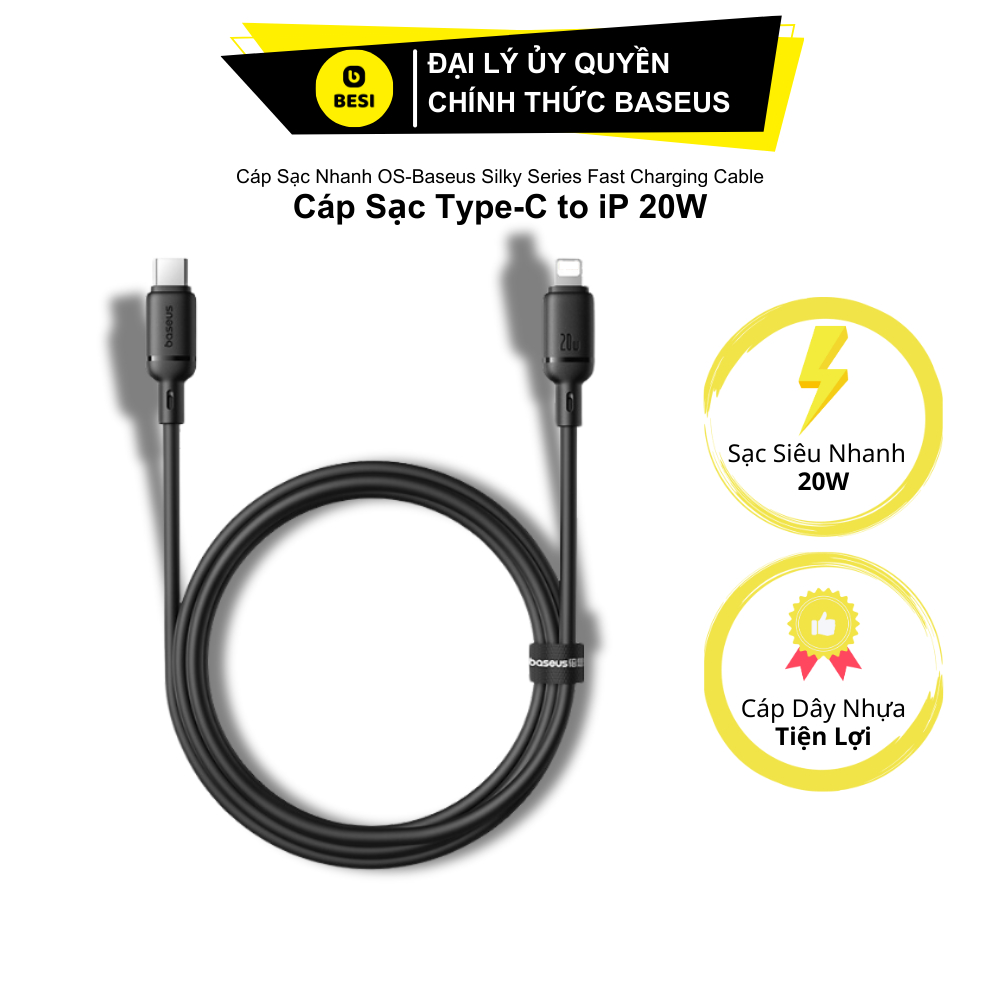 Cáp Sạc Nhanh Baseus Silky PD 20W Type-C to Ln | Chất Liệu Silicon Mềm Mượt | Shopee Việt Nam