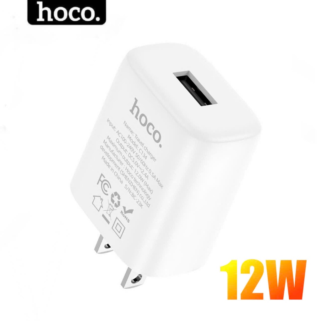 Củ sạc 2.4a chính hãng Hoco cốc sạc 12w usb dùng cho các dòng phone ...