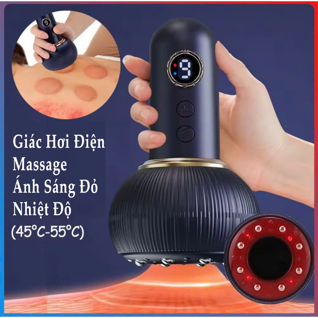 Chính Hãng Máy Massage Giác Hơi Cầm Tay Sạc Pin Lescolton 9 Chấu Hồng