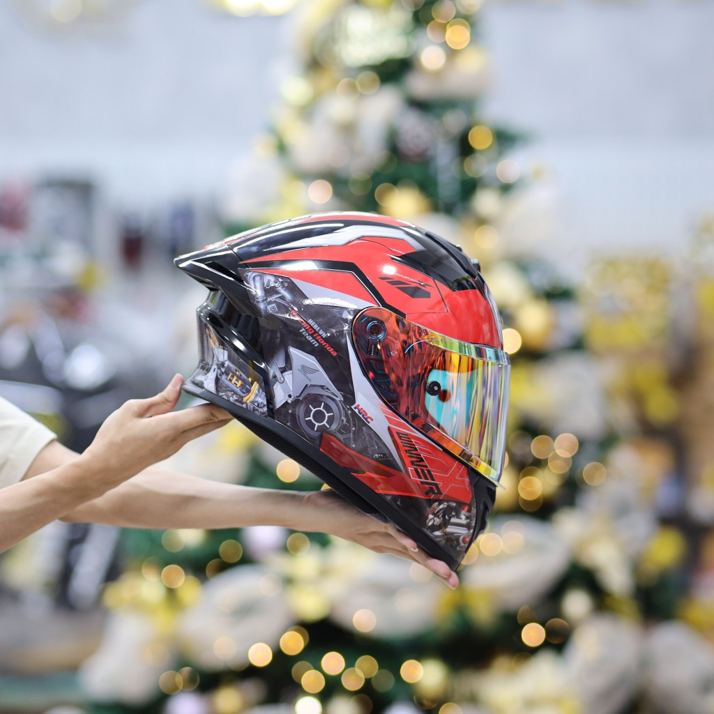 Combo Mũ Fullface ROC 08 Plus Đen Bóng + Dán Tem Decal Honda Winner Đỏ ...