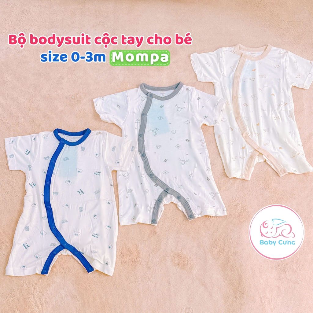 Bộ Bodysuit cộc tay Mompa chất sợi tre siêu mát họa tiết dễ thương dành ...
