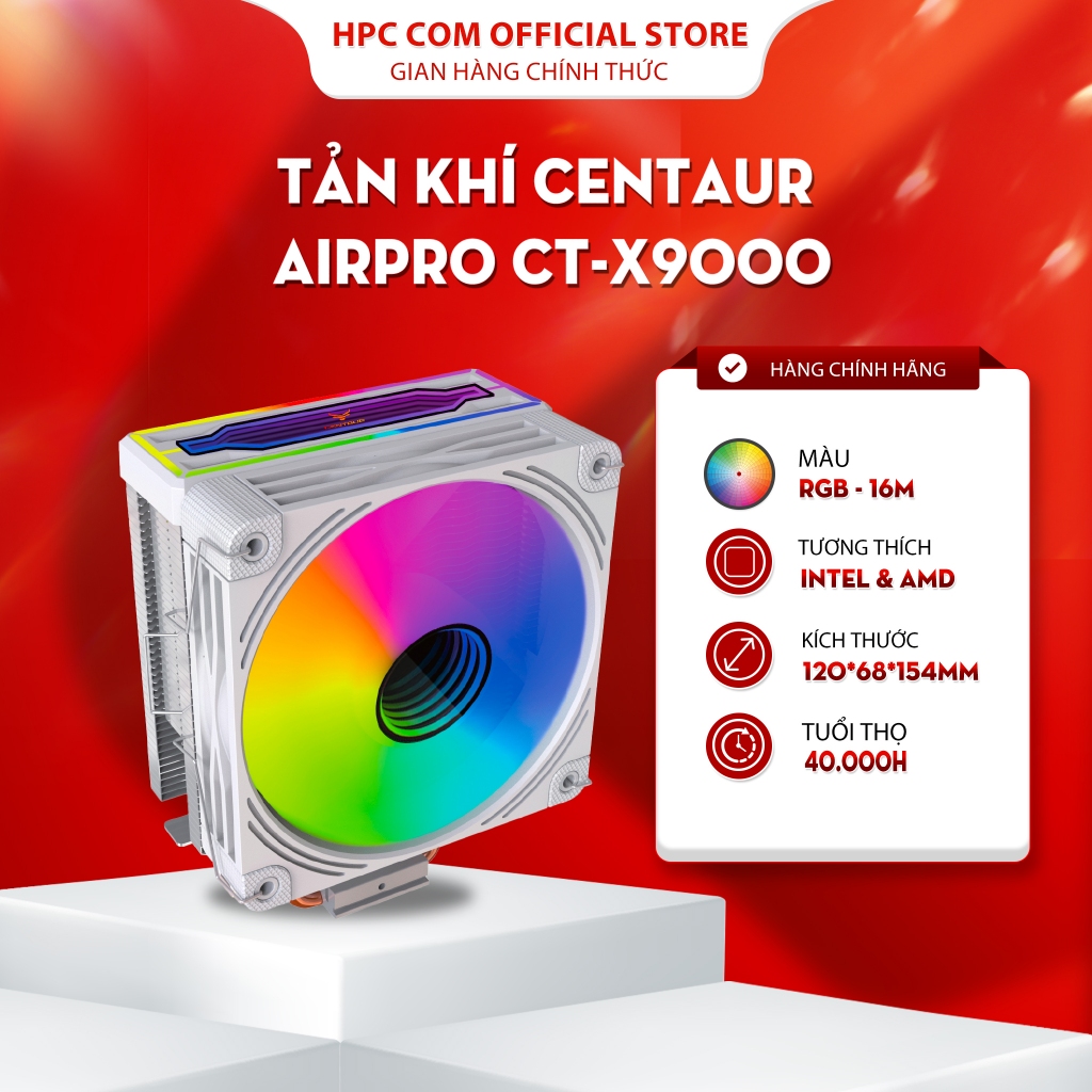 Tản nhiệt khí CPU Centaur AIRPRO CT-X9000 màu trắng LED RGB hiệu suất ...
