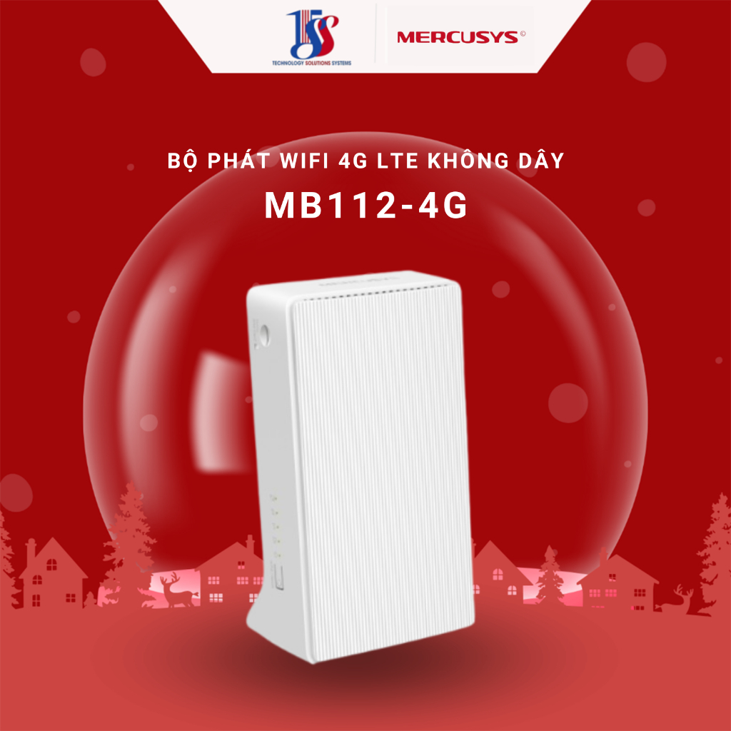 Bộ Phát Wifi 4G Mercusys MB112-4G tốc độ 300Mbps, tối đa 32 thiết bị, 1 WAN, 1 LAN - Hàng chính ...