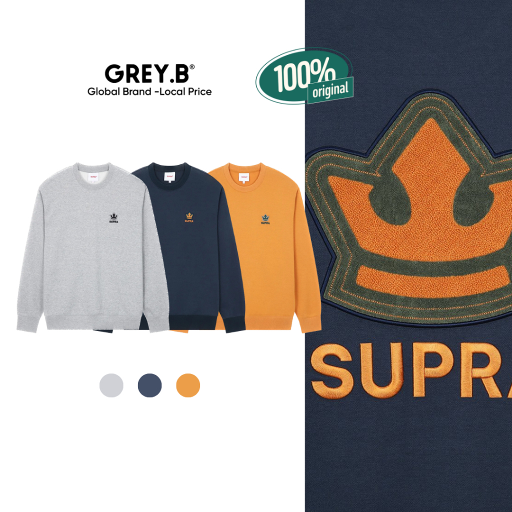 Áo Nỉ Supra Sweater Terry Point GREYB Oversize Unisex | Shopee Việt Nam