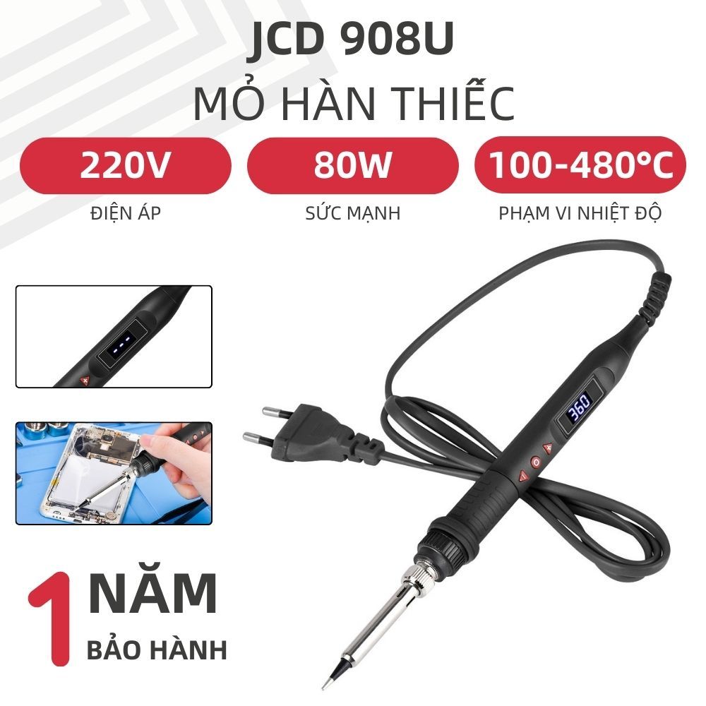 JCD 908U mỏ hàn thiếc 80W/220V hàn chì có màn hình LCD đa năng điều ...