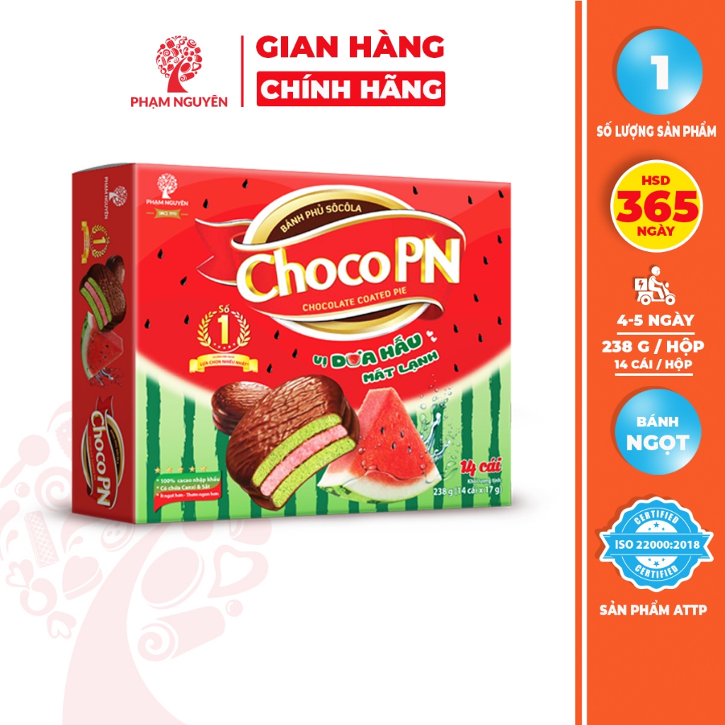 Hộp Bánh phủ Socola Choco PN Dưa Hấu 238g | Đồ ăn vặt | Shopee Việt Nam