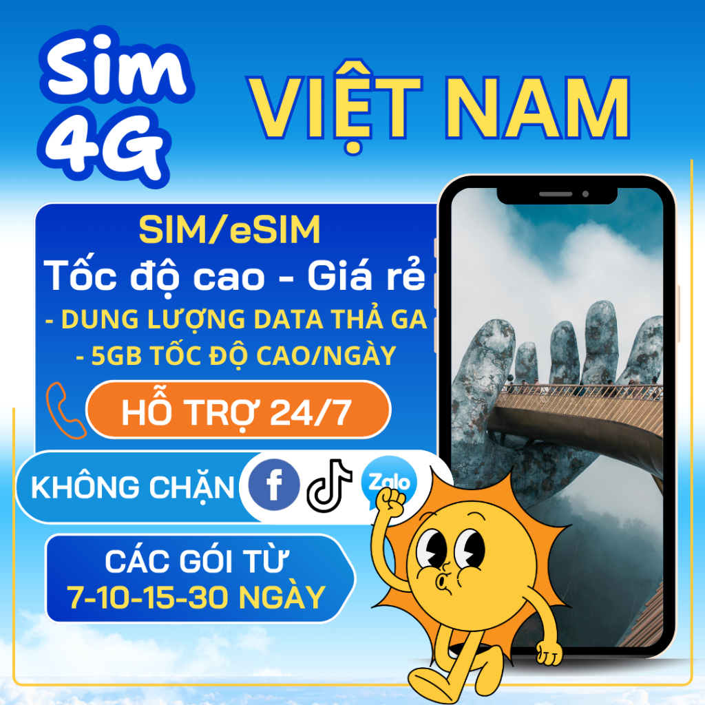[SIMVIP] e-Sim 4g du lịch Việt Nam Mạng Viettel, Tốc độ 4G cao và ổn định, dung lượng 1 - 30 ...