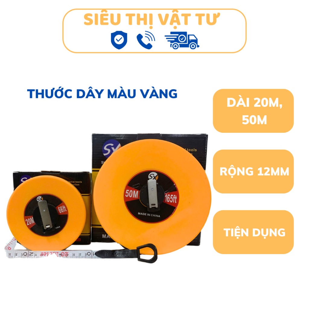 THƯỚC DÂY, THƯỚC CUỘN hộp vàng, thước dây cuộn (20m, 50m) | Shopee Việt Nam