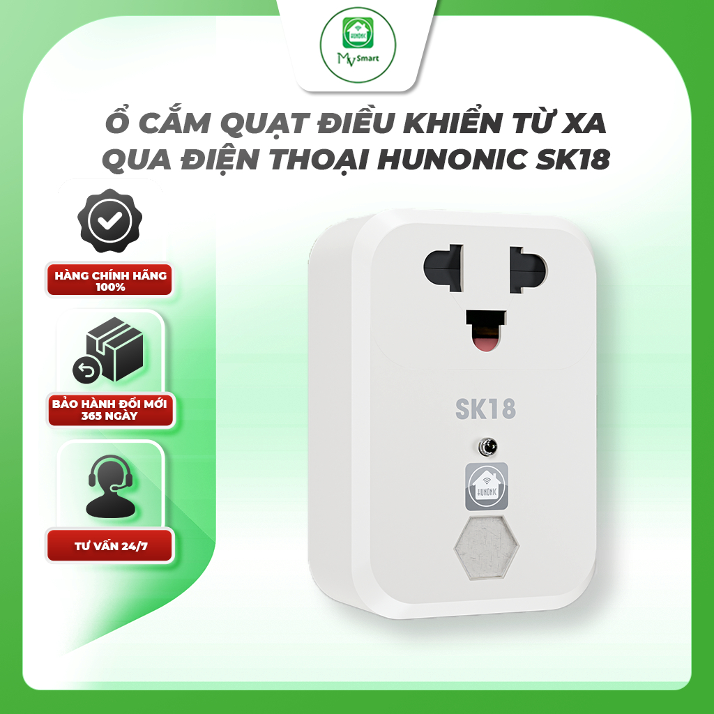 Ổ Cắm Quạt Wifi Thông Minh Hunonic SK18, Điều Khiển Quạt Từ Xa Qua Điện ...