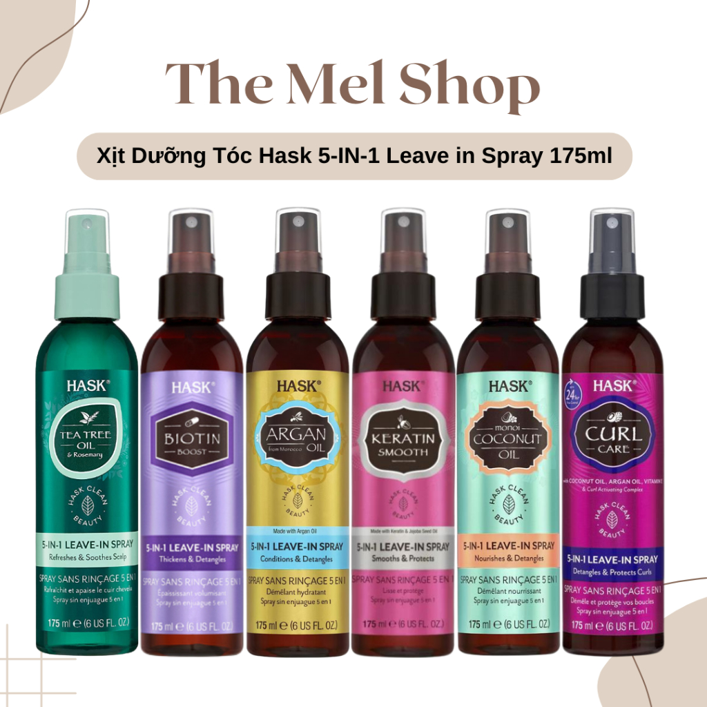 Xịt Dưỡng Tóc Hask 5-IN-1 Argan, Keratin, Curl Care, Coconut, Biotin ...