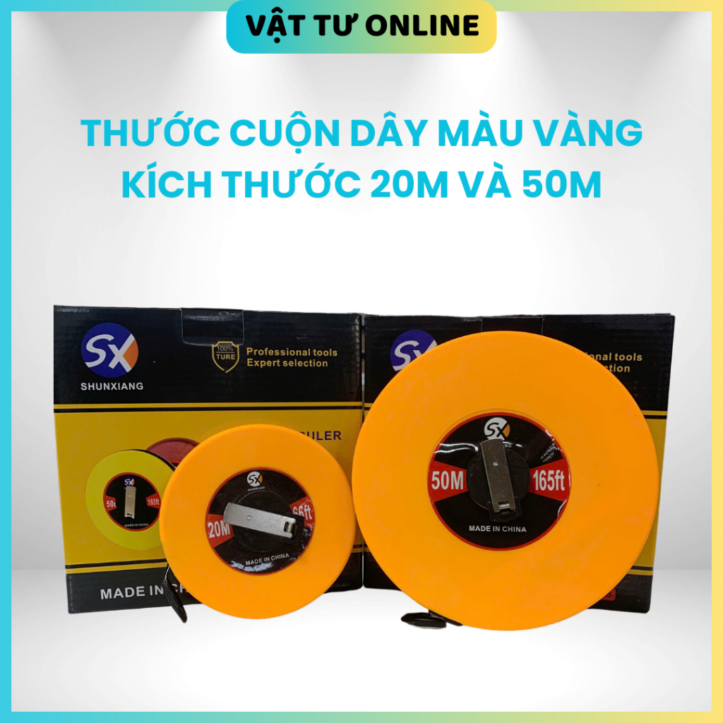 THƯỚC CUỘN DÂY MÀU VÀNG - Kích thước 20m và 50m - Đụng cụ đo lường ...
