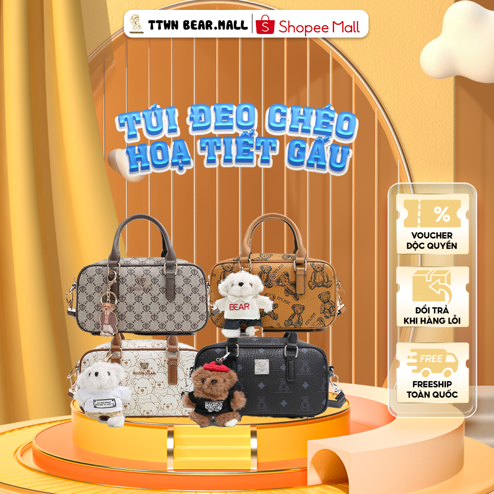 Túi đeo chéo nữ họa tiết gấu dáng hộp TTWN BEAR- GUOO BEAR chính hãng ...