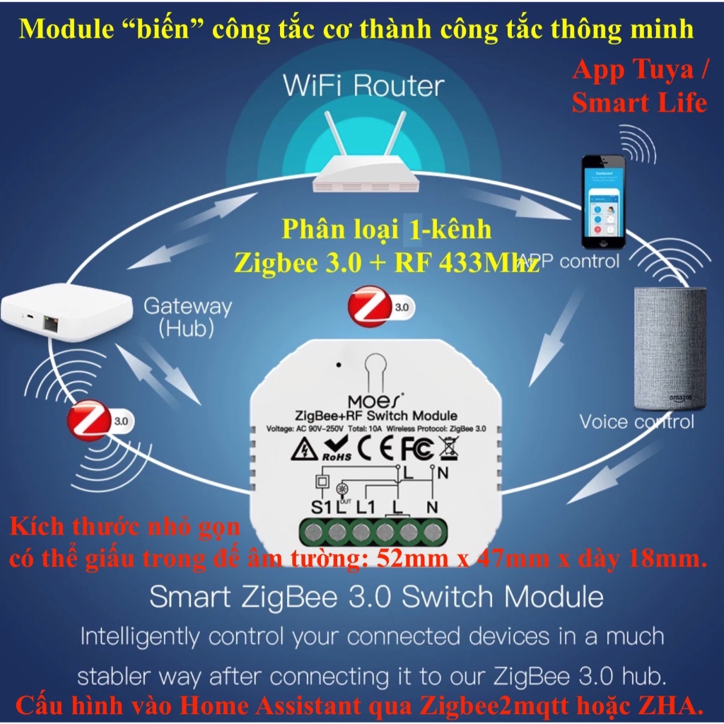 Module Wifi, Zigbee, App Tuya Smart Life, Home Assistant (Hass ...